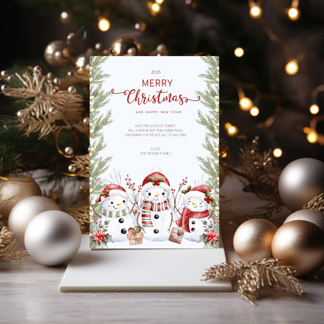 Editable Christmas Card Canva Template | Printable Holiday Greeting ...