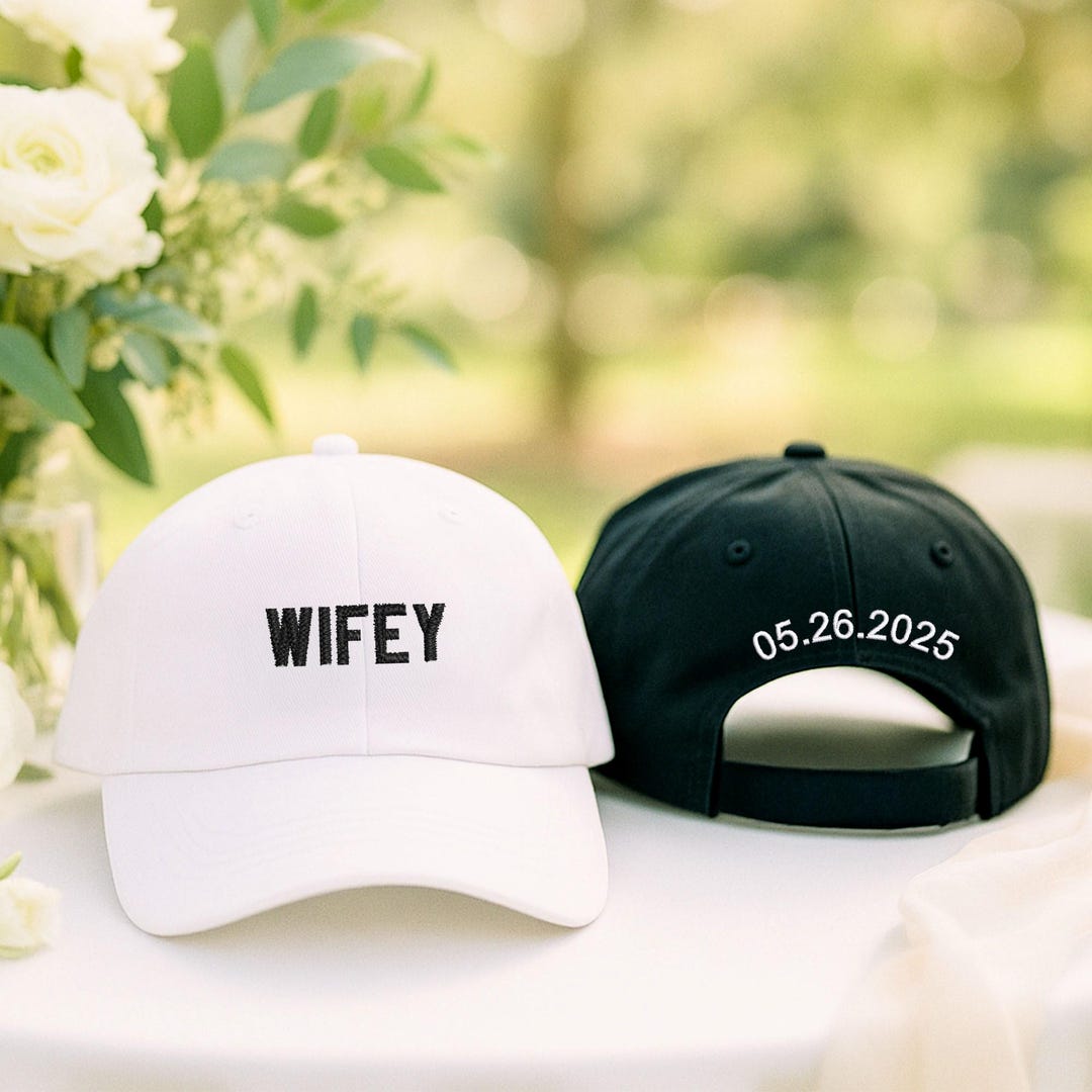 Embroidered Hubby & Wifey Hats – Custom Date, Couples Baseball Cap - Etsy