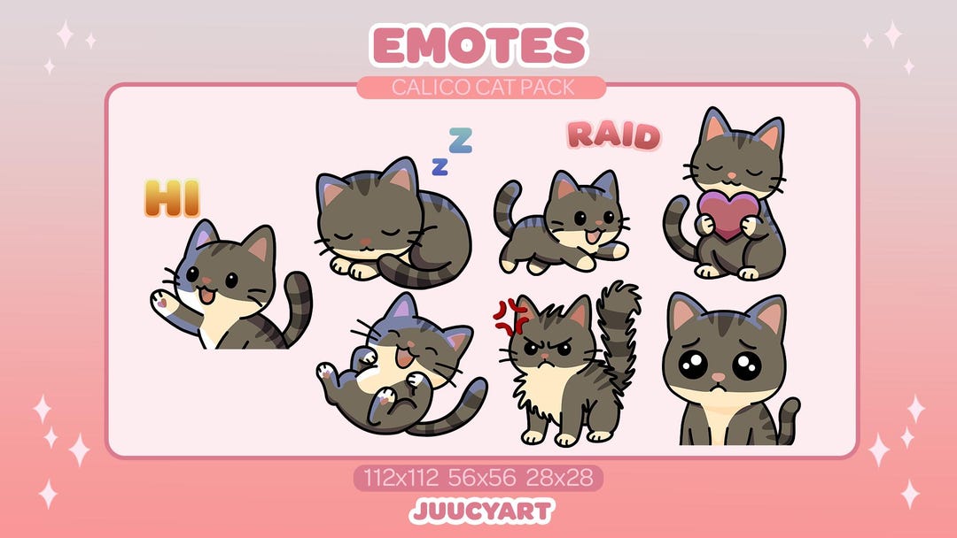 Twitch Cat Emotes – Tabby | Streamer Emote Pack (7 Emotes) - Etsy