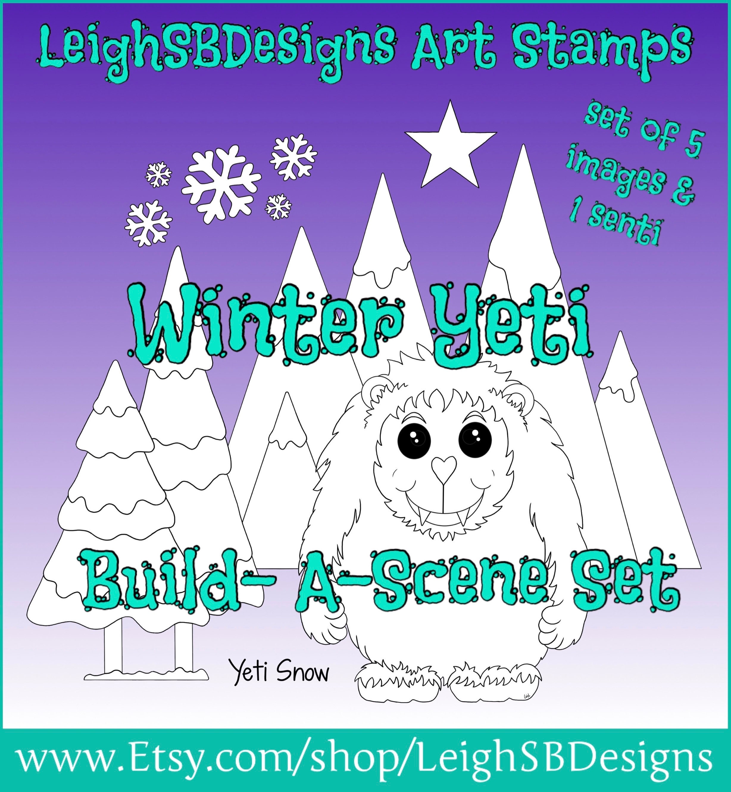 Winter Yeti Build-a-scene Set Cute Cartoon Yeti Scene - Etsy