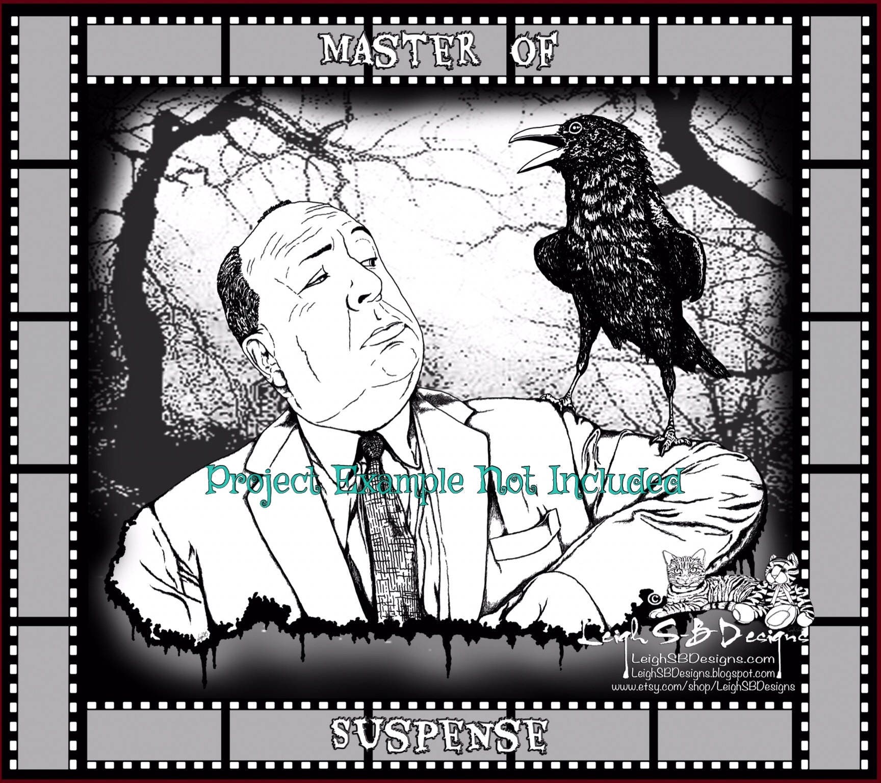 Pen & Ink Art & Collectibles Alfred Hitchcock a realistic line art digi ...