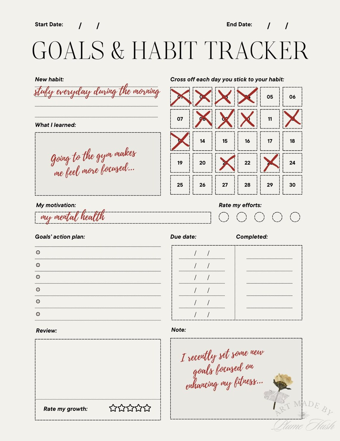 Goals & Habit Tracker Printable – Aesthetic PDF for Daily Habit ...