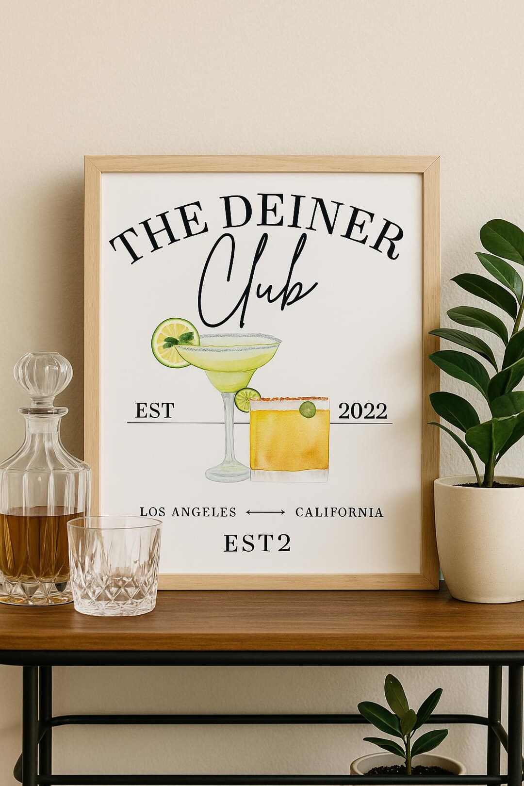 Custom Couple Poster • Newlywed Cocktail Print • Personalized Last Name ...