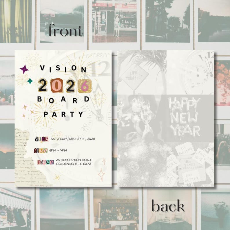 New Year’s Vision Board Party Invite | Editable, Printable Template ...