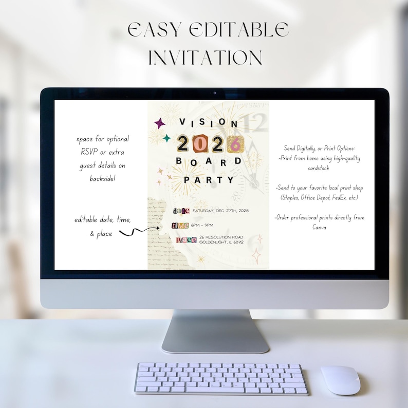 New Year’s Vision Board Party Invite | Editable, Printable Template ...