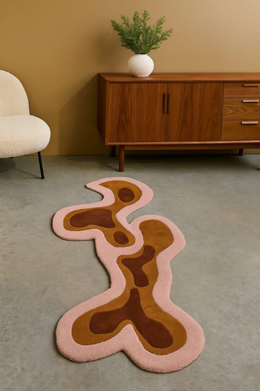 Amoeba Shaped Handmade Tufted Rug Irregular Abstract Floor Carpet ...