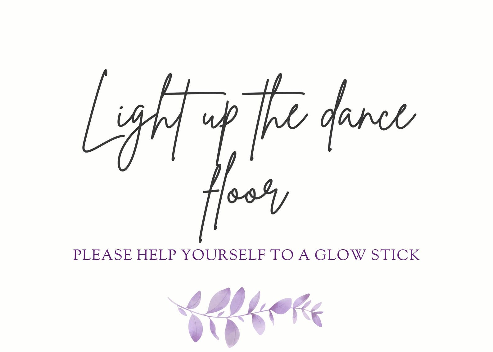 Digital Wedding Sign | Instant Download | Reception Sign | Glow Stick ...