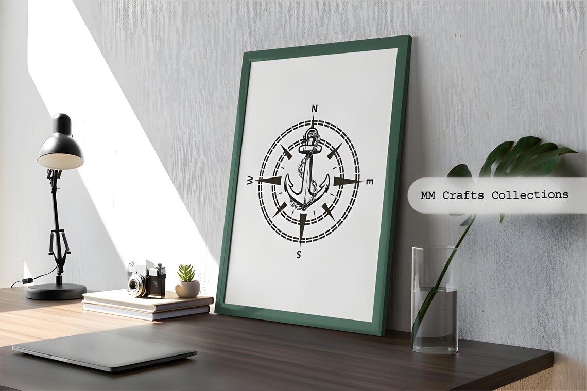 Nautical Anchor Compass SVG: Marine Tattoo Clipart (digital Download - Etsy
