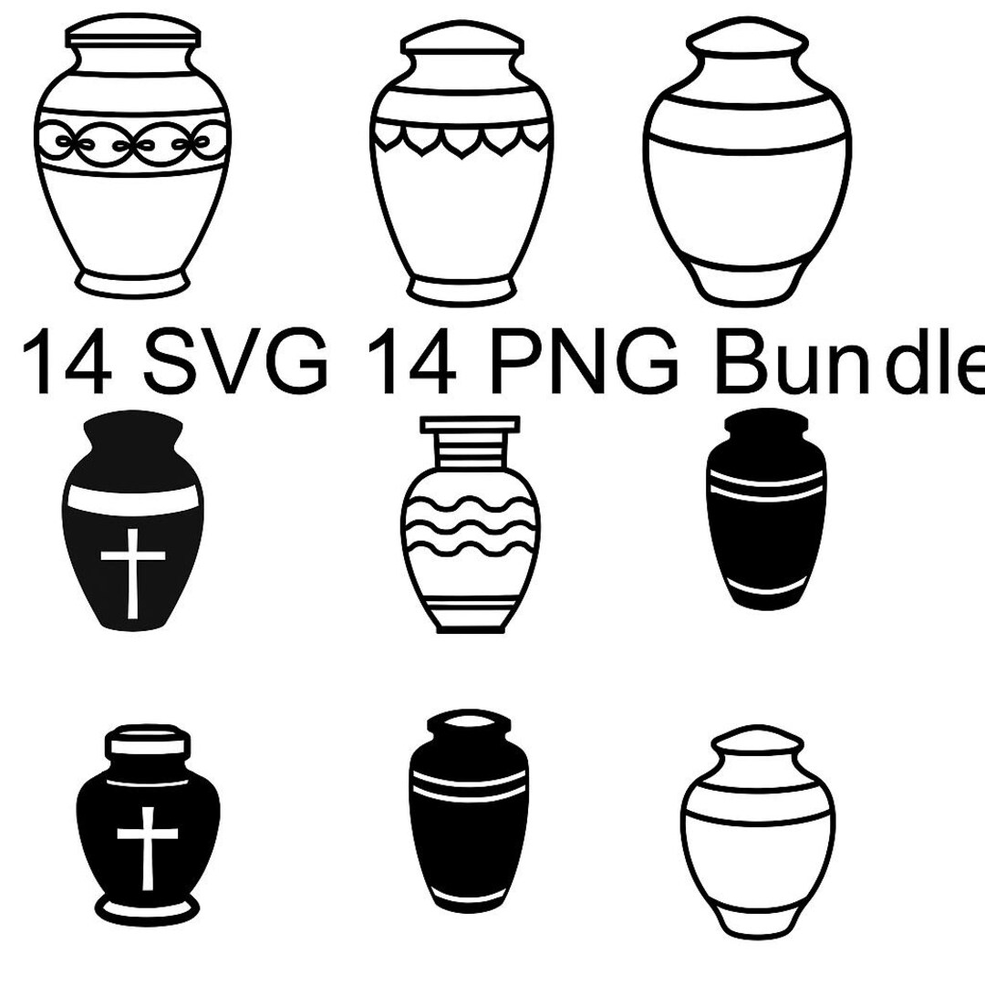 Urn SVG PNG Bundle | Memorial Funeral Clipart | Digital Cremation Urn ...