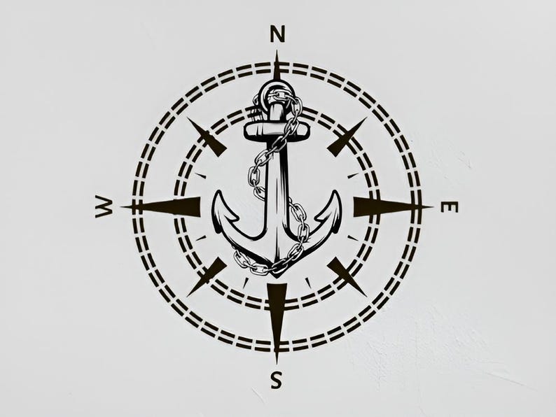 Anchor Compass SVG PNG | Nautical Anchor & Compass Rose Clipart ...