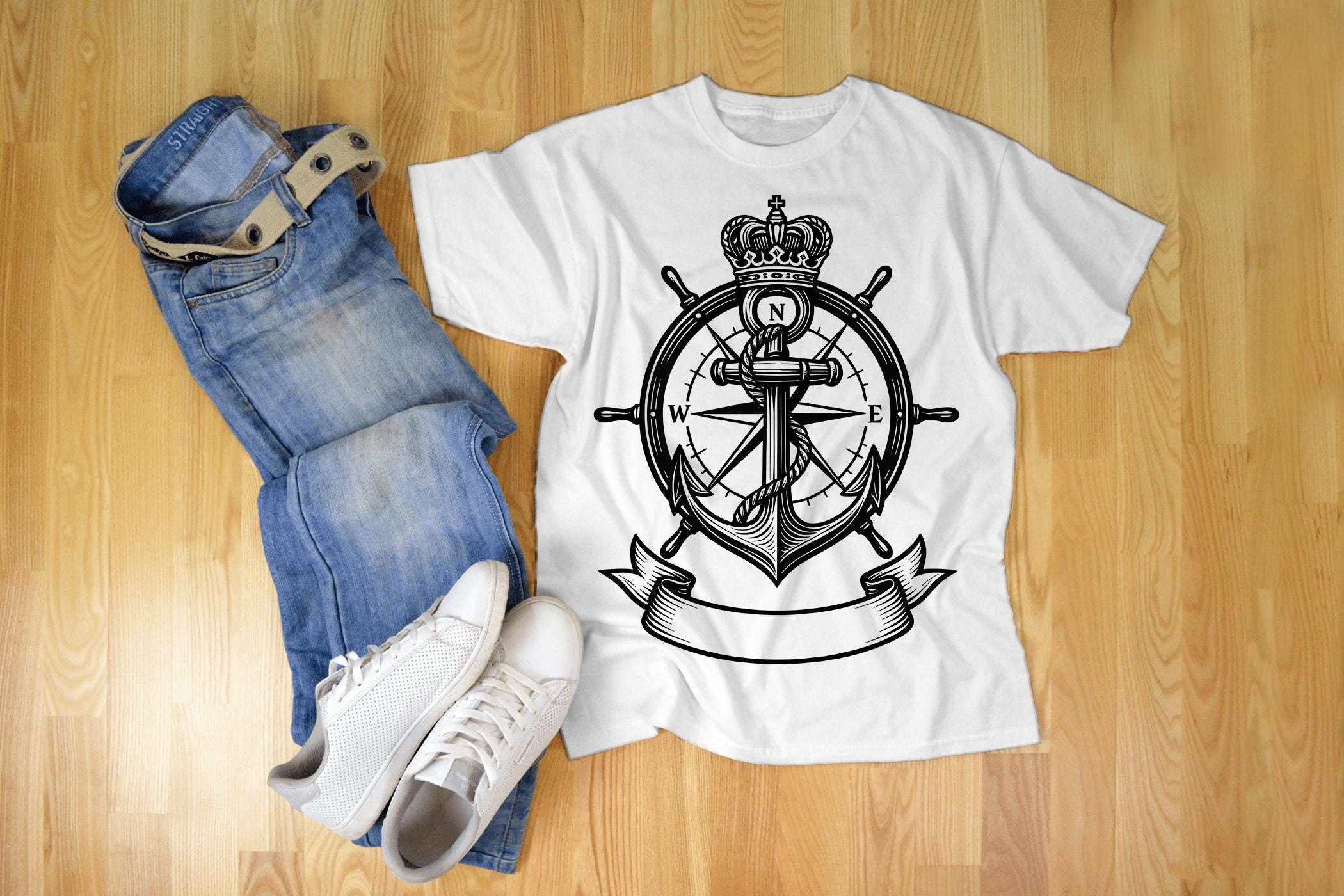 Nautical Anchor Compass SVG Bundle | Ship Wheel PNG | Crown Tattoo ...