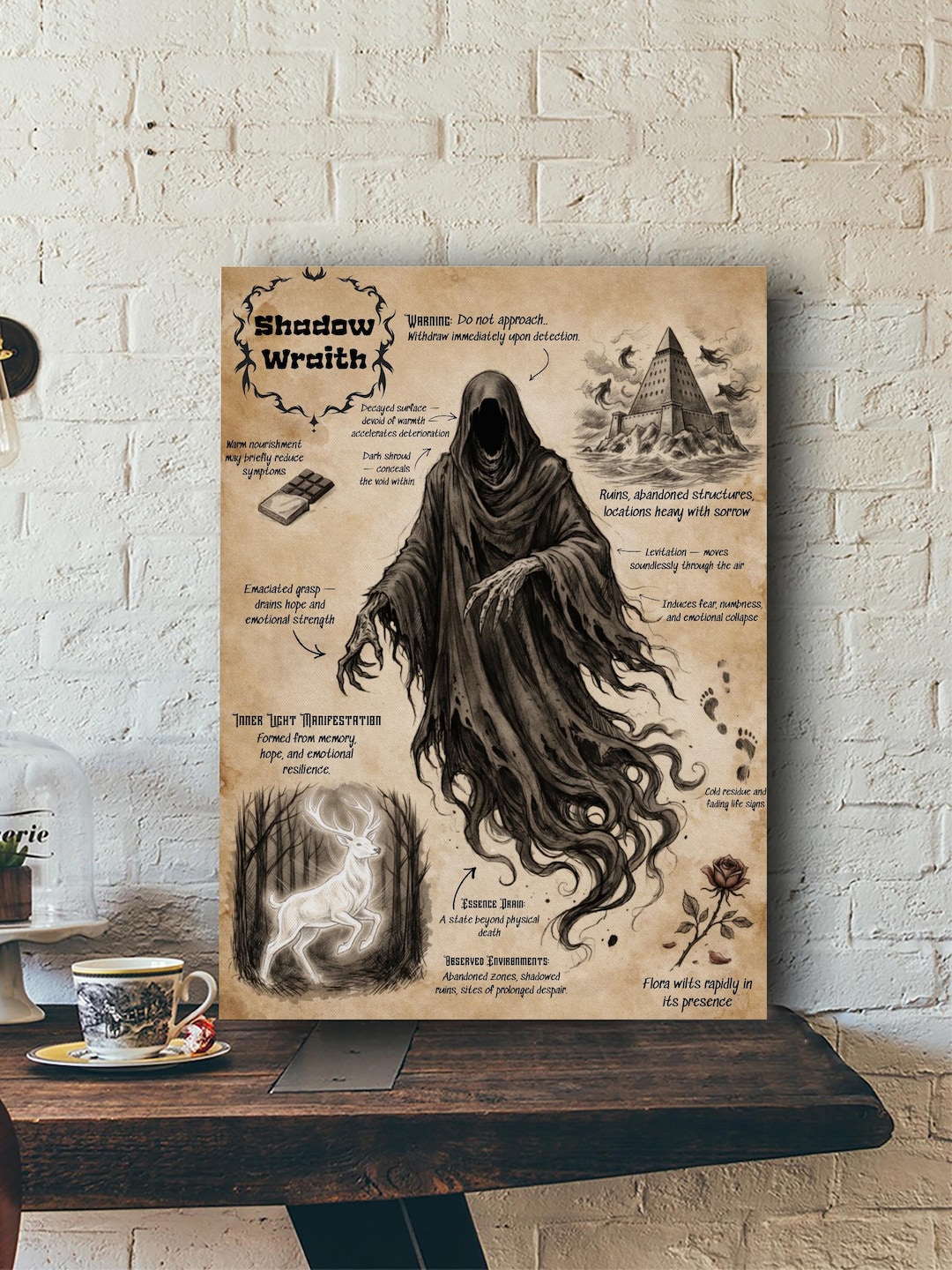 Shadow Wraith Dark Fantasy Art Print, Gothic Mythology Wall Decor ...