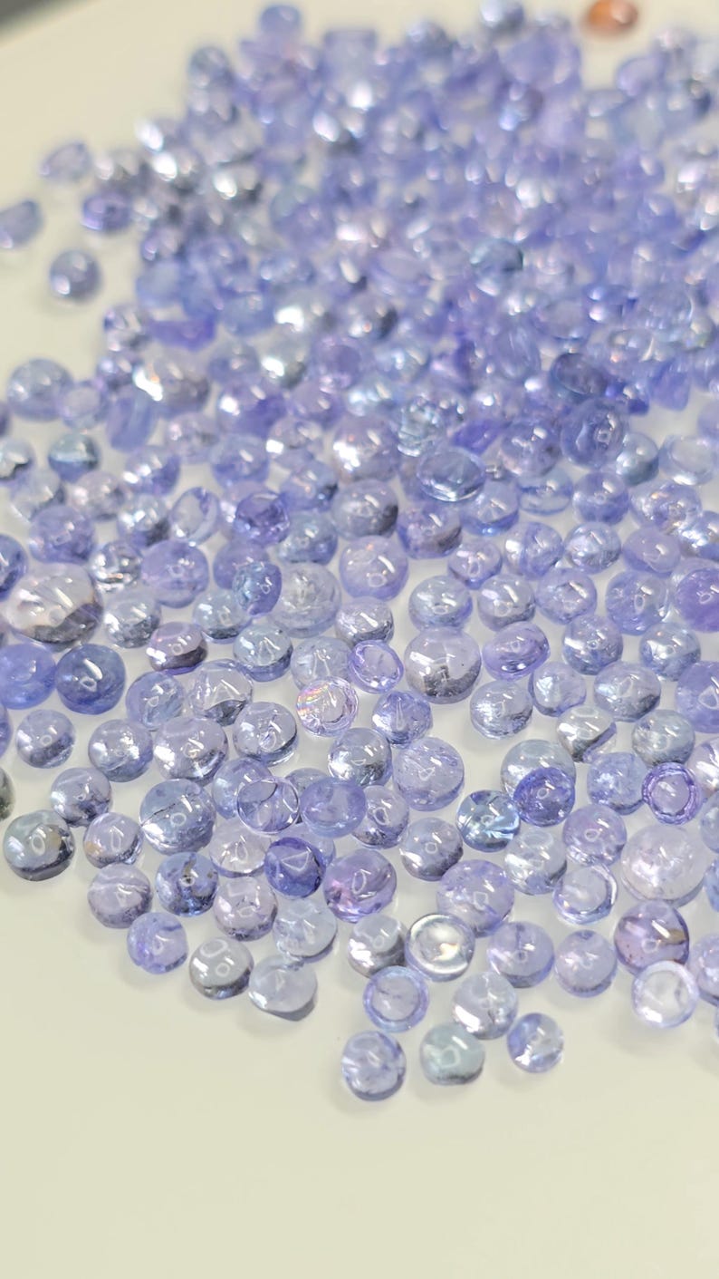 Natural Blue Tanzanite 3 Mm Round Cabochon Lot Parcel Faceted Loose ...