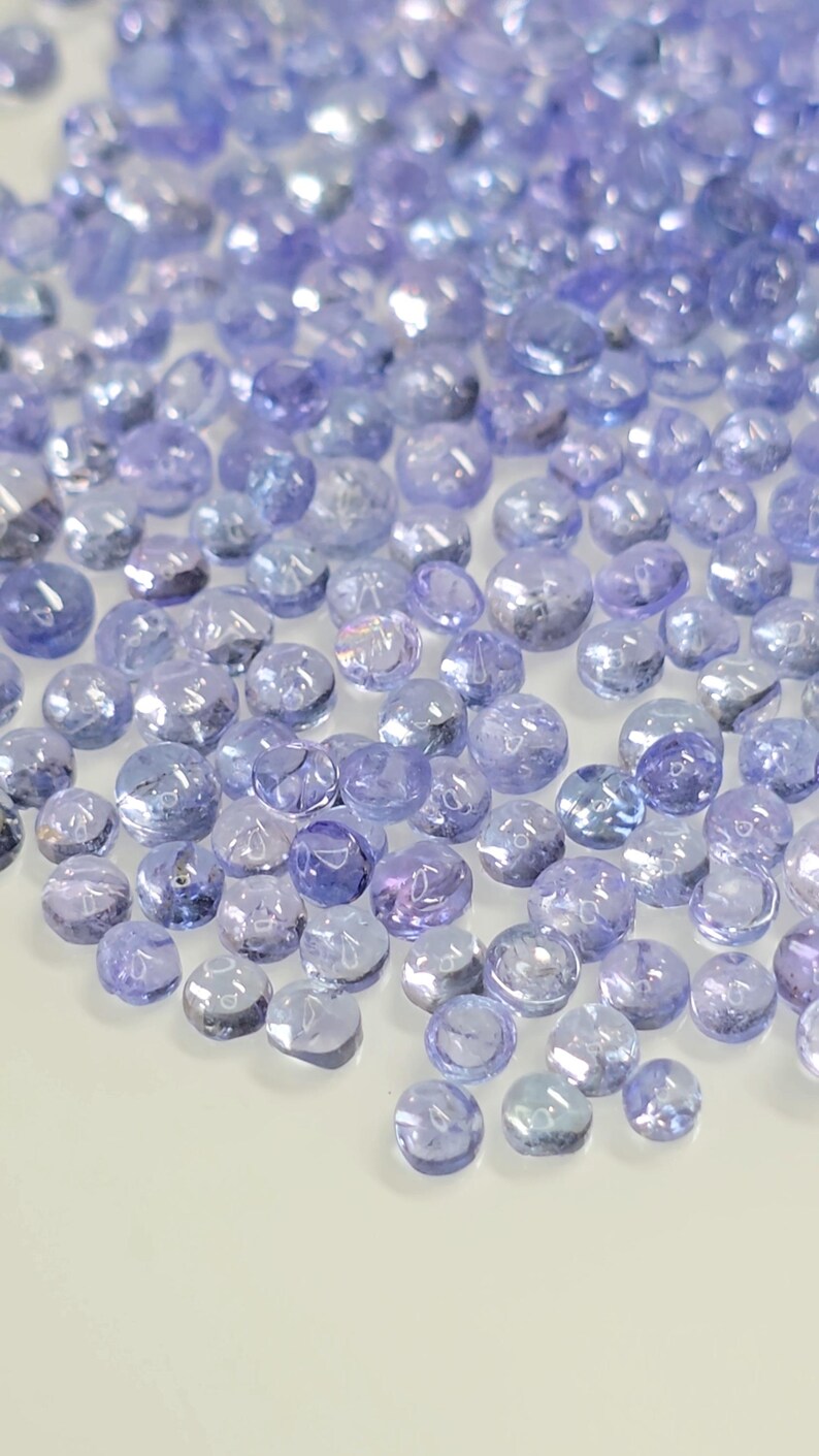 Natural Blue Tanzanite 3 Mm Round Cabochon Lot Parcel Faceted Loose ...