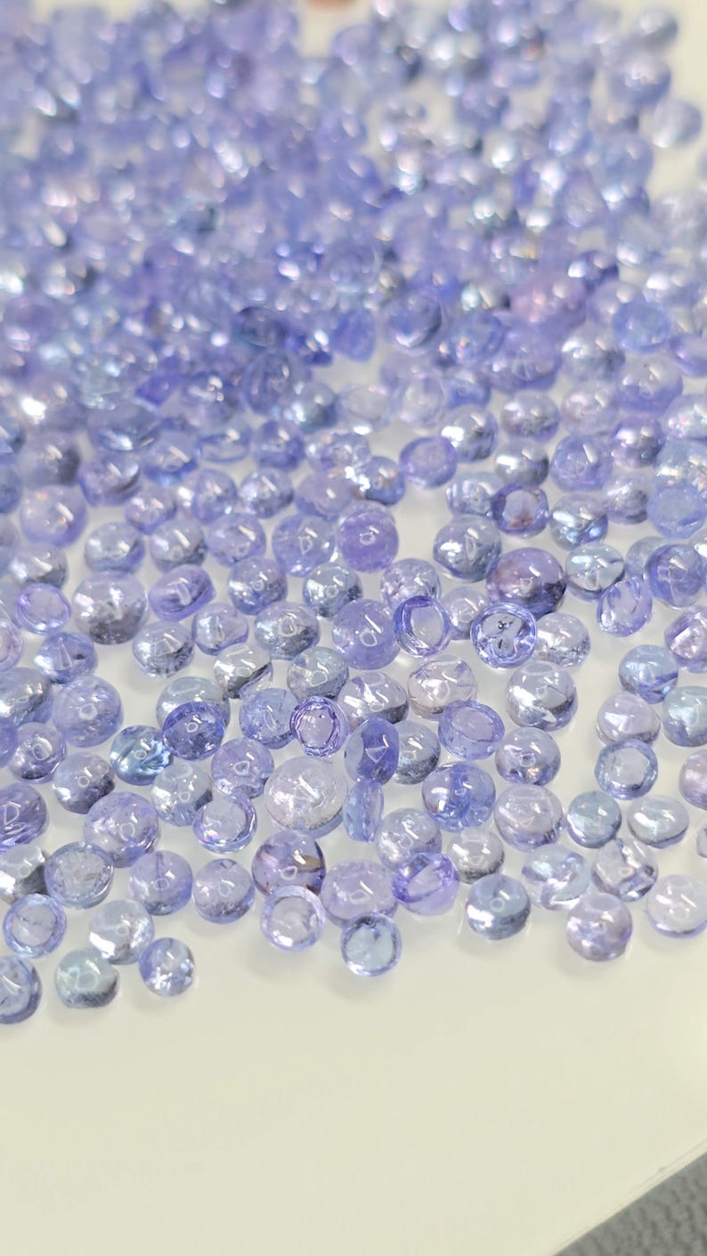 Natural Blue Tanzanite 3 Mm Round Cabochon Lot Parcel Faceted Loose ...