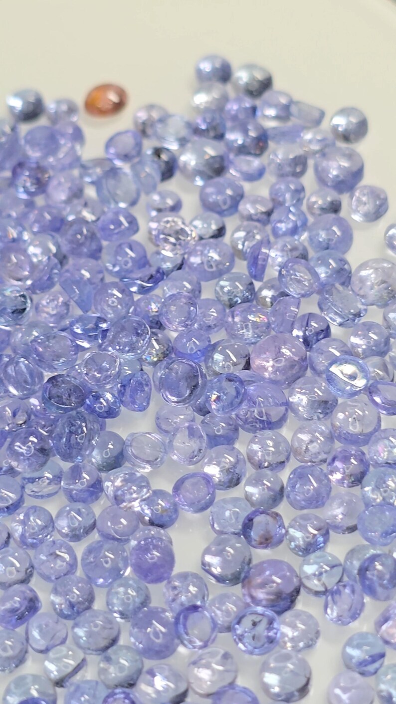 Natural Blue Tanzanite 3 Mm Round Cabochon Lot Parcel Faceted Loose ...