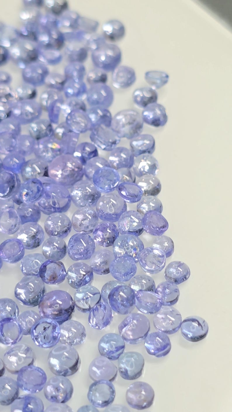 Natural Blue Tanzanite 3 Mm Round Cabochon Lot Parcel Faceted Loose ...