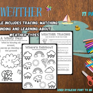 Weather Learning Bundle | Tracing, Coloring & Matching Worksheets - Etsy
