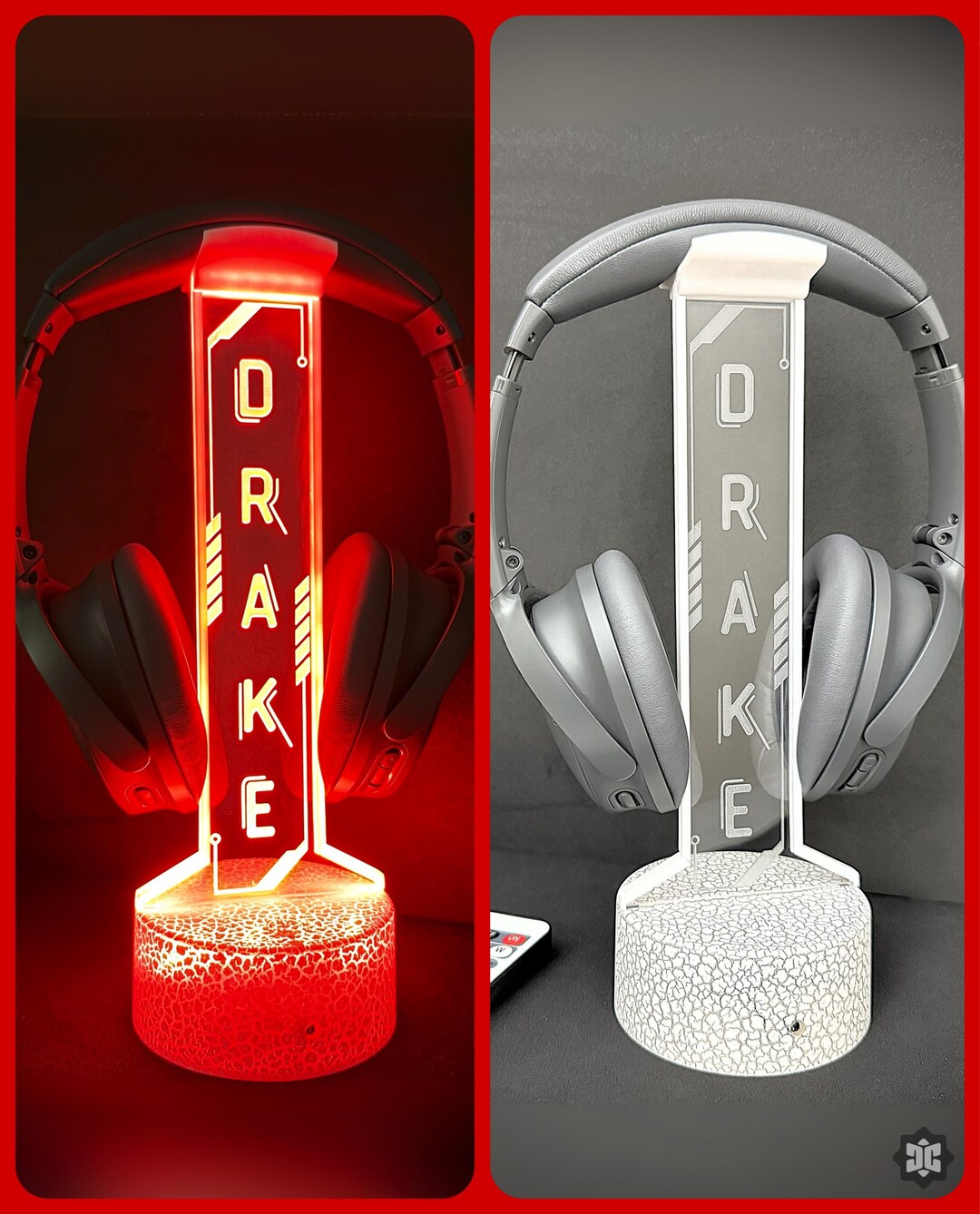 Personalized Gamer Headphones Stand: LED Light up Headset Holder ...