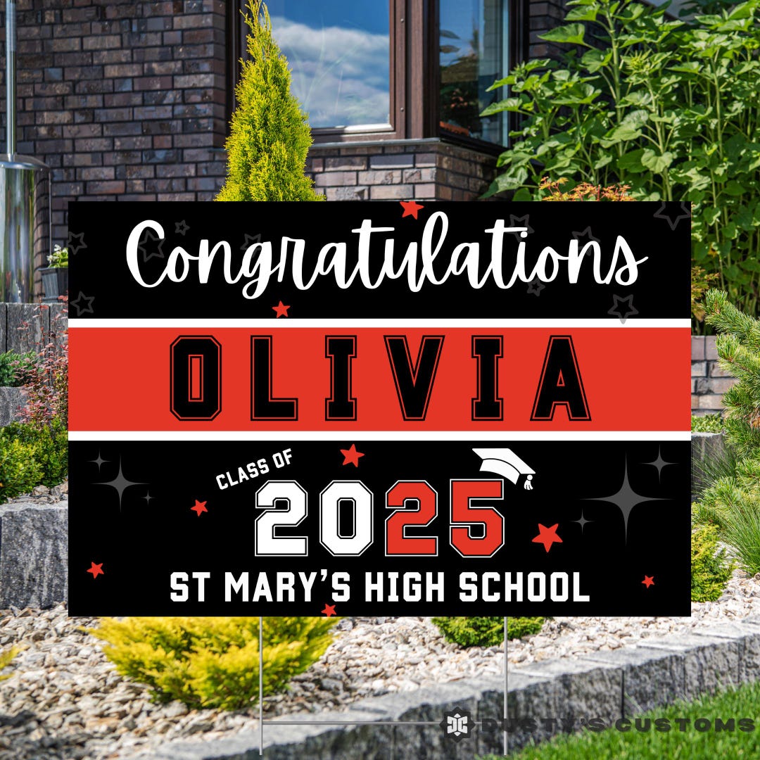 Graduation Yard Sign Class of 2025, Custom Personalized Name Lawn Sign ...