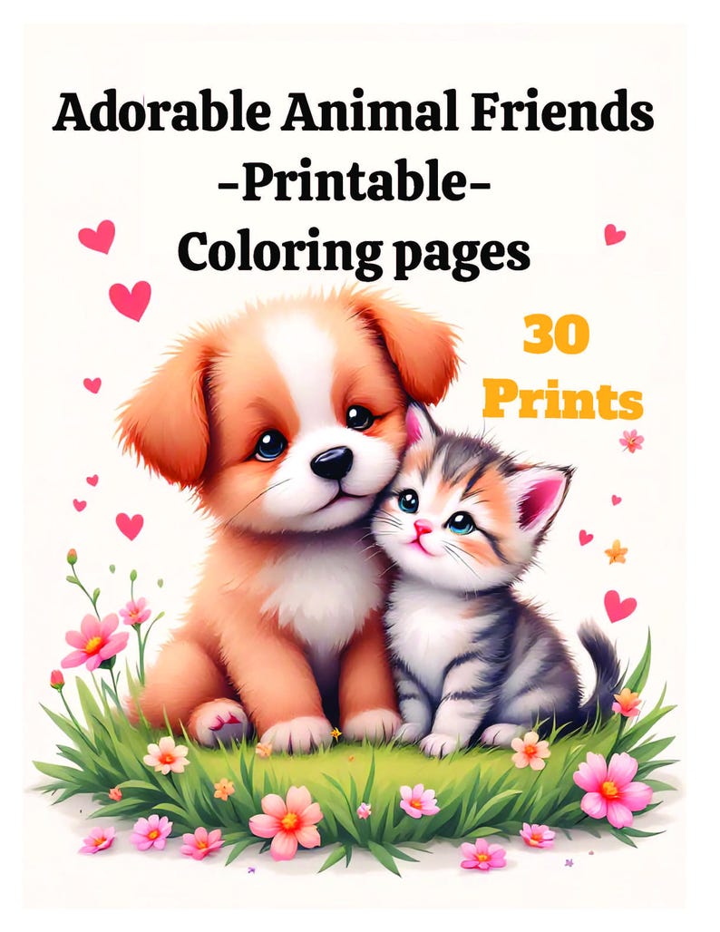 30 Animal Friends Coloring Pages, Downloadable, A4 Printable, DIY ...