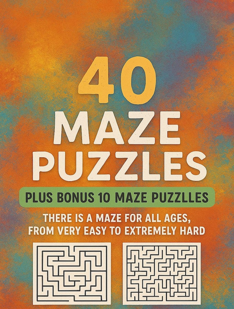 50 Printable Mazes: Easy to Extreme Puzzles With Solutions (PDF ...
