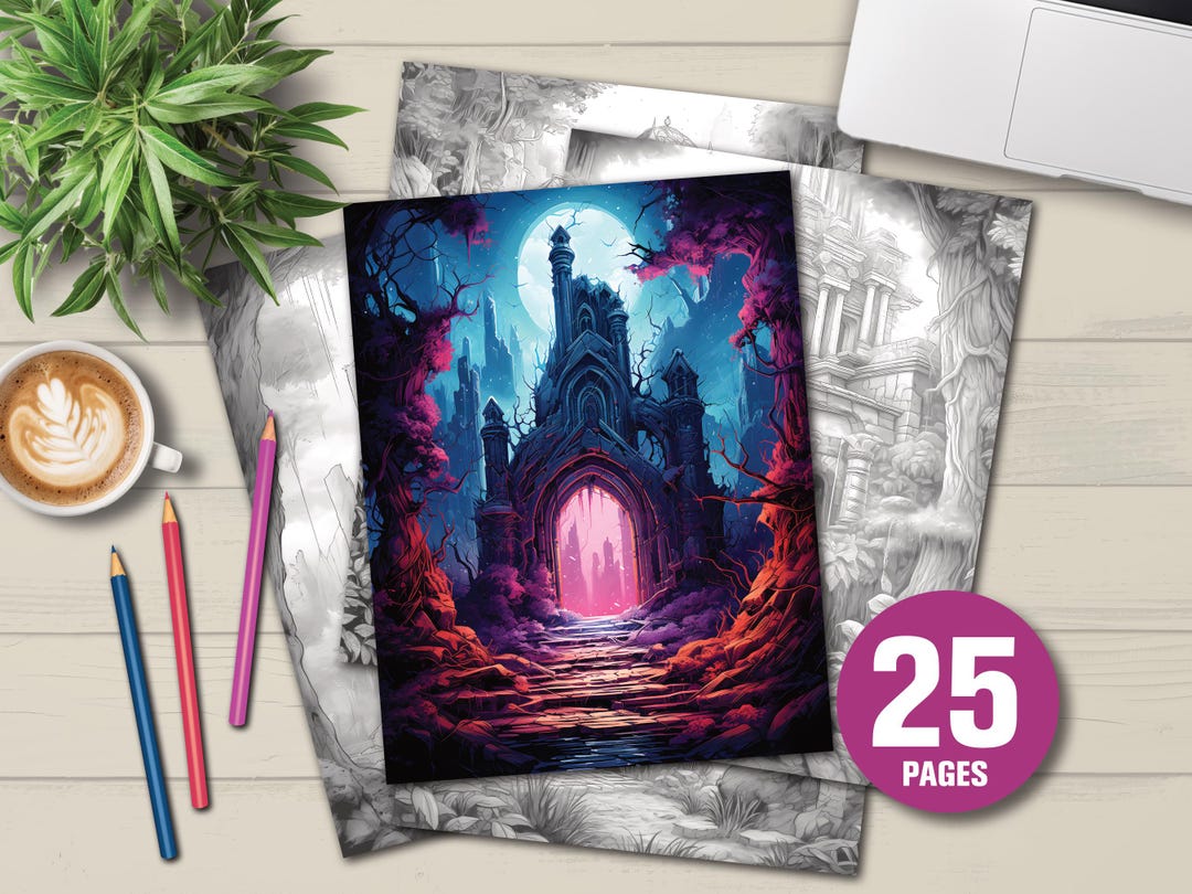25 Mystical Ruins Coloring Pages Fantasy Architecture Art Printable PDF ...