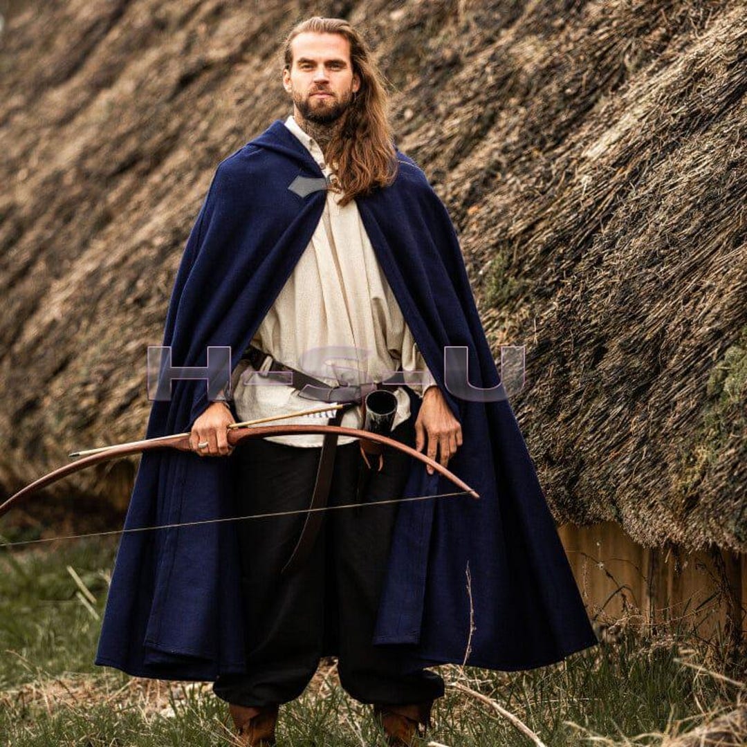 Blue Wool Hooded Cloak: Medieval Renaissance Cape - Etsy
