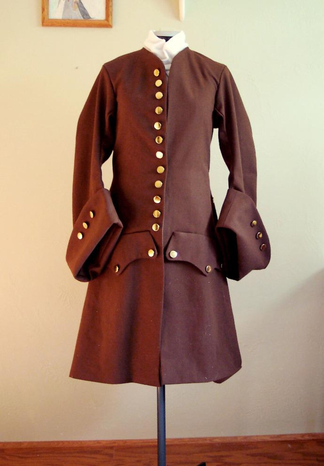 Handmade 17th Century Brown Wool Frockcoat: Medieval Pirate Steampunk ...