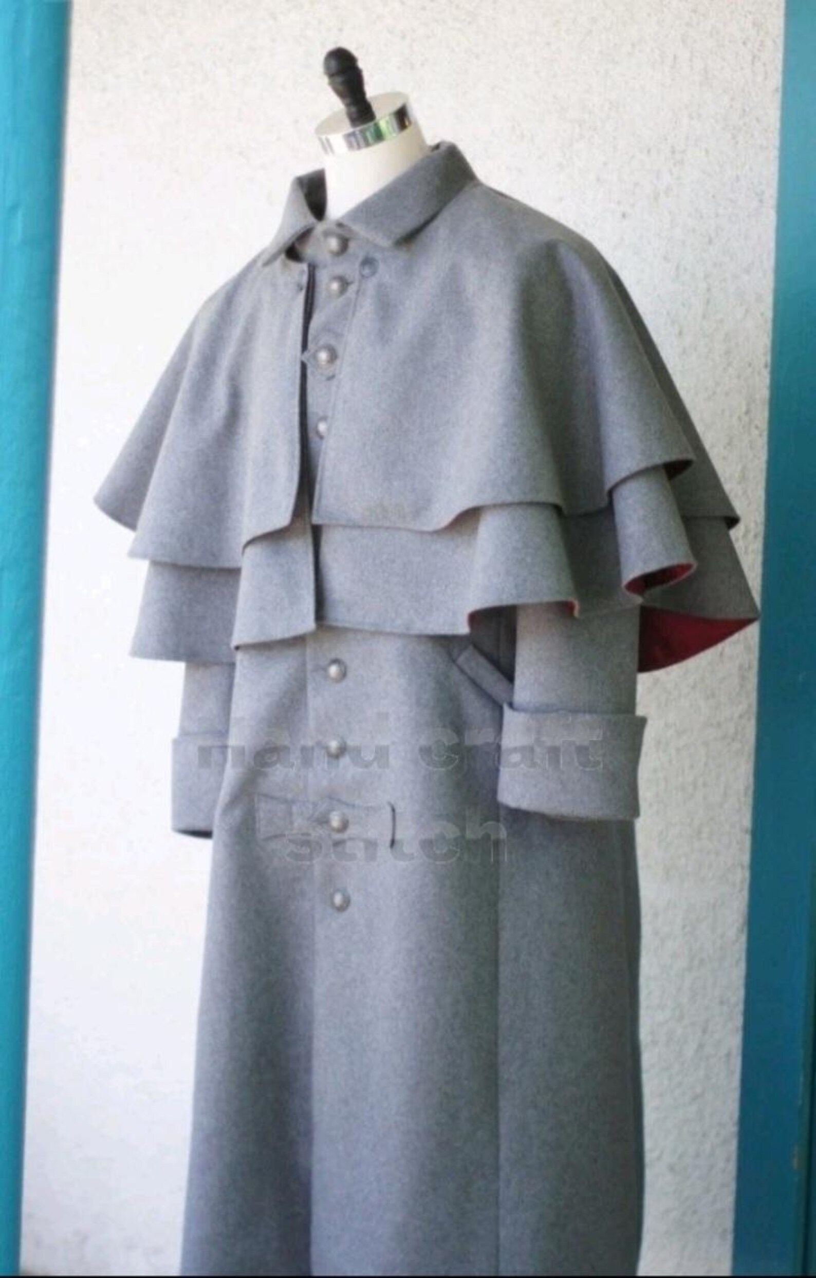 Wool Inverness Cape Coat: Victorian Steampunk Sherlock Holmes Overcoat ...