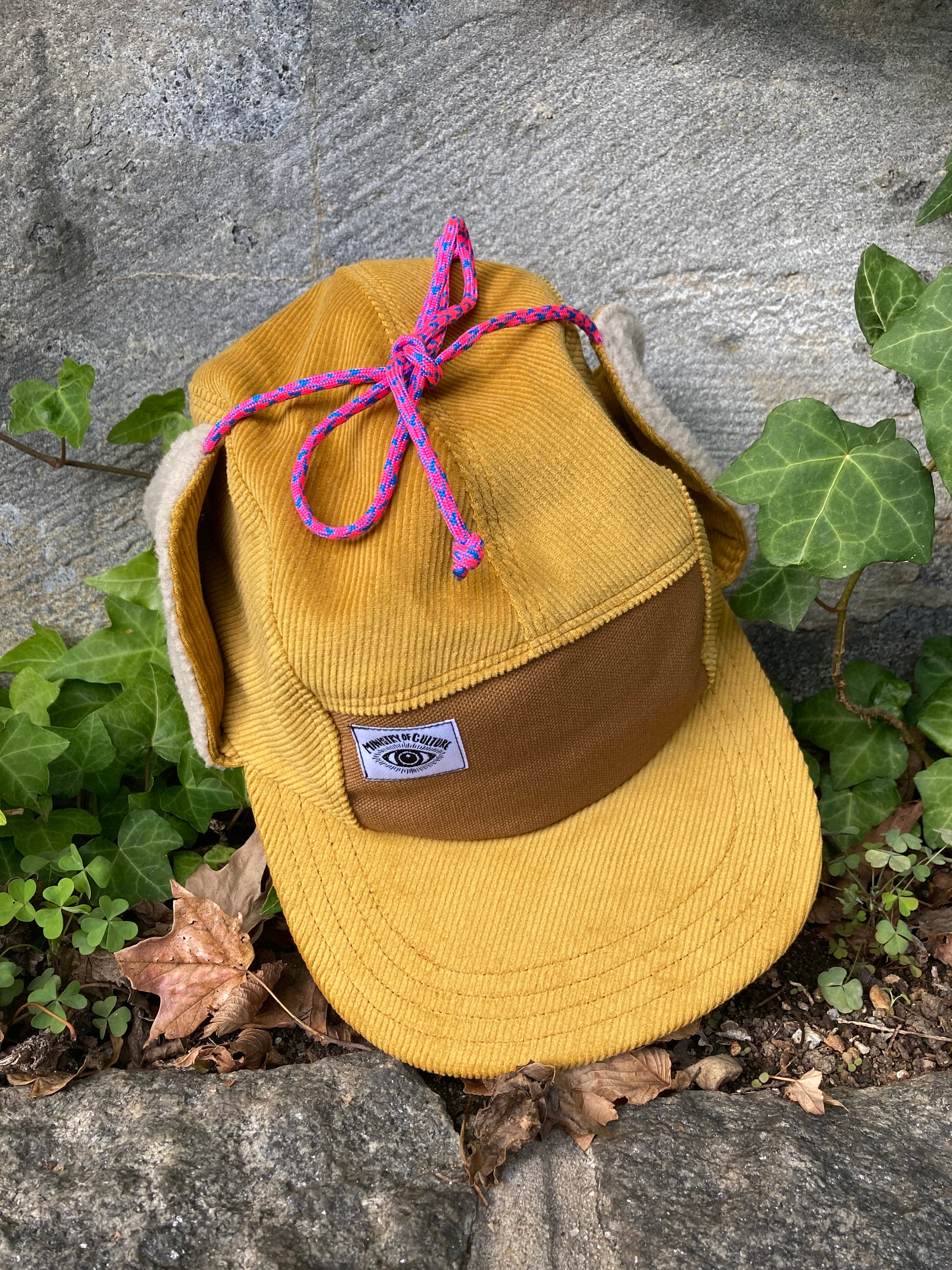 Ministry of Culture - Mustard Yellow Corduroy Earflap Handmade 5 Panel ...