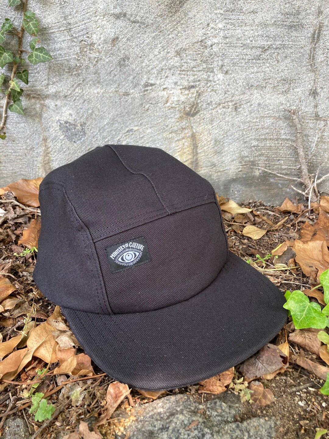 Handmade All-black 5 Panel Camp Hat, Baseball Cap, Moldable Brim Five ...