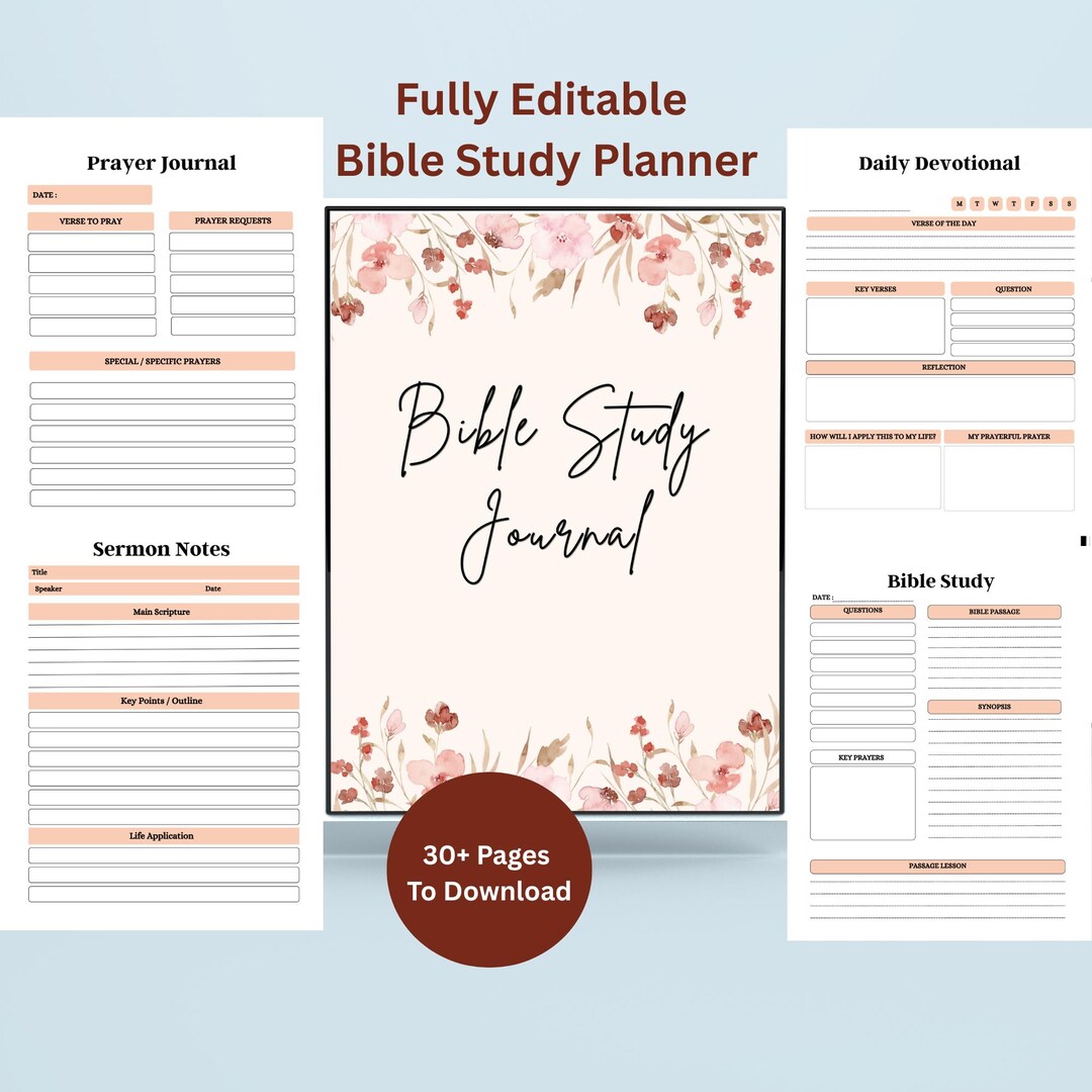Printable Bible Study Journal: Christian Devotional Planner | Scripture ...