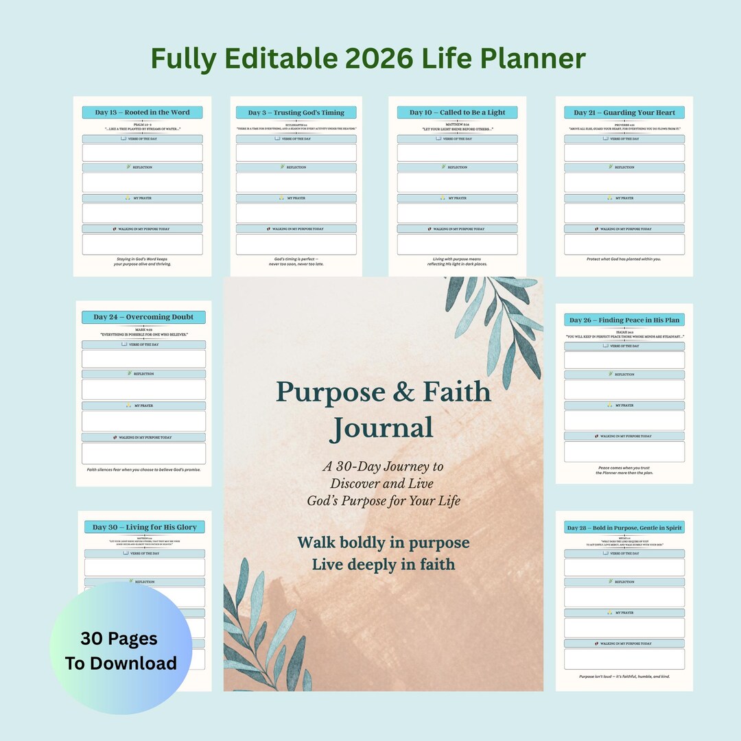 Purpose and Faith 30-day Courage Journal | Christian Devotional, Faith ...