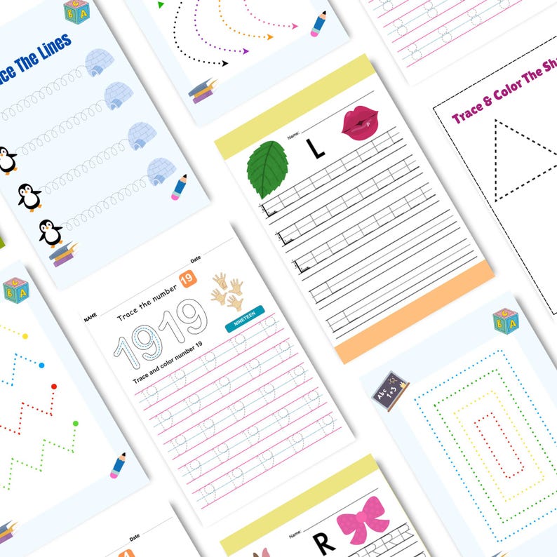Printable Tracing Worksheets for Kids Ages 3-6 | Alphabet, Numbers ...