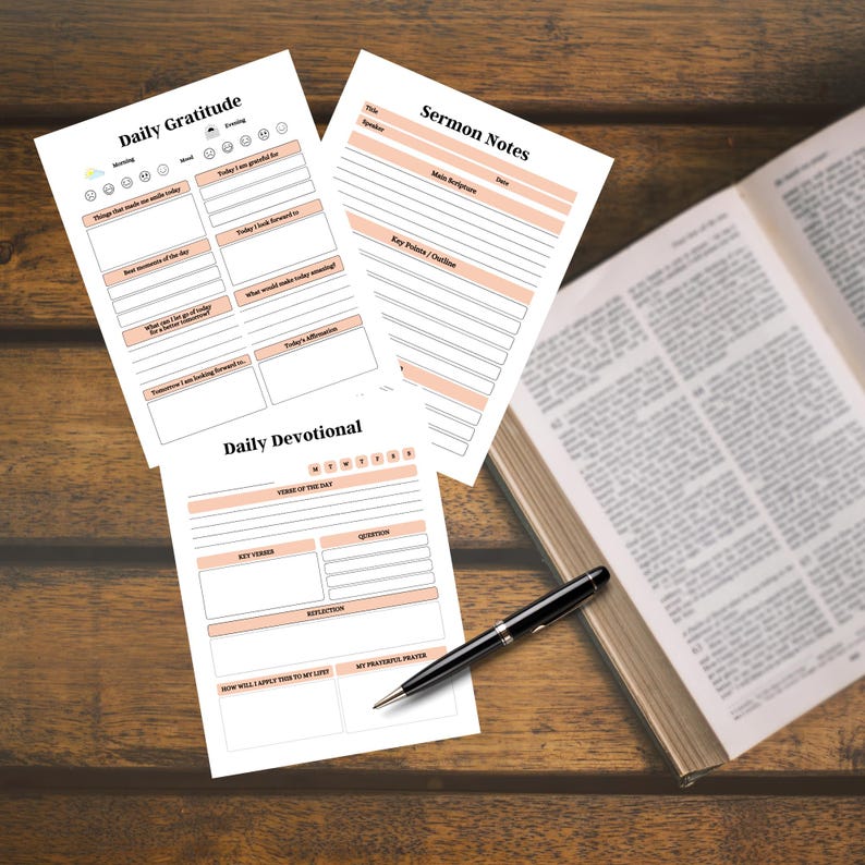 Printable Bible Study Journal: Christian Devotional Planner | Scripture ...