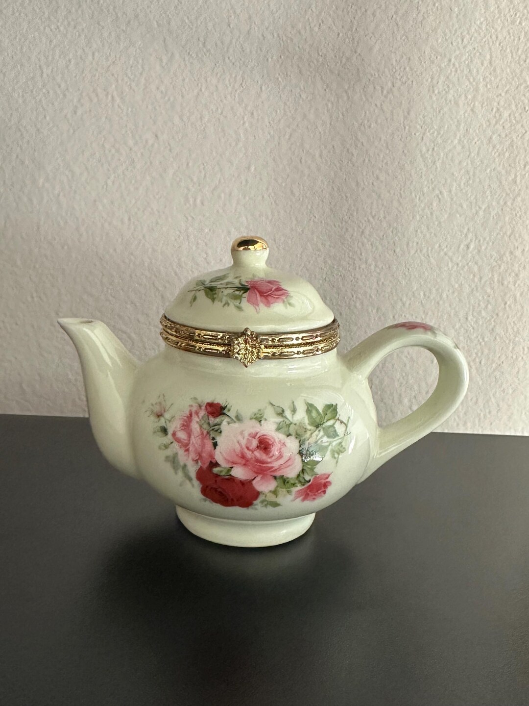 Formalities Baum Bros 3-inch Trinket Box Teapot Pink Roses Floral - Etsy