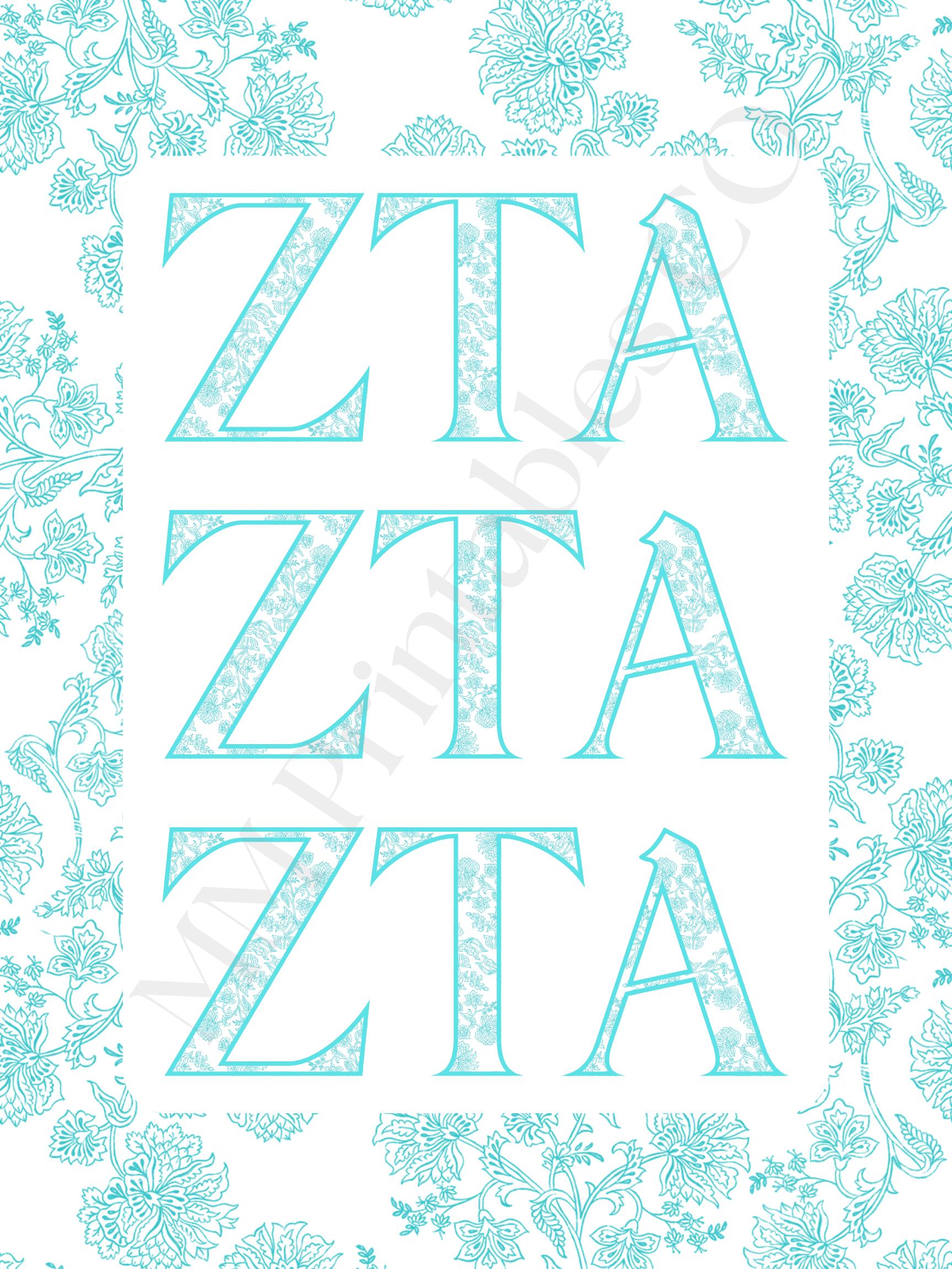 Zeta Tau Alpha Wall Art Bundle | ZTA Sorority Digital Prints, Crown ...