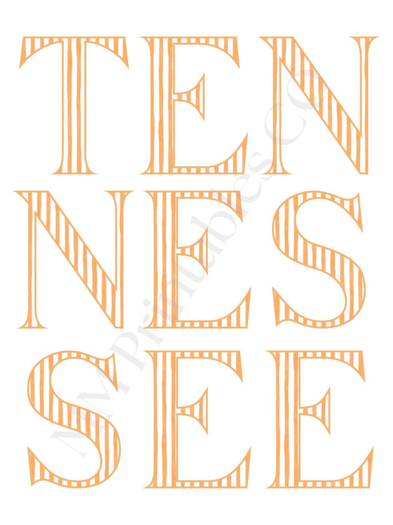 Tennessee Vols Wall Art Bundle | Minimalist Orange Striped State Print ...