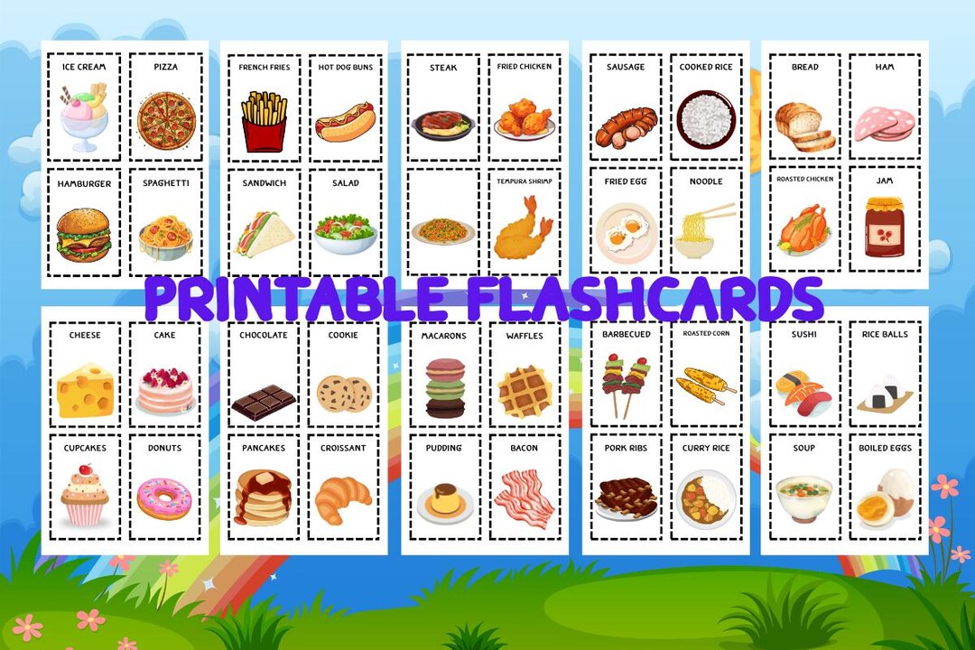 40 Foods Flashcards, Printable Flashcards Download, Preschool ...