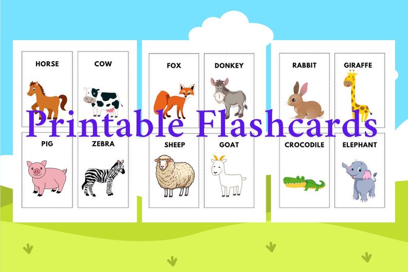 80 Animals Flashcards, Printable Flashcards Download, Preschool ...