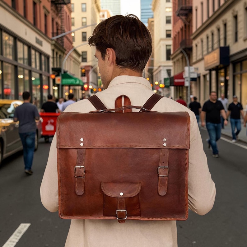 Handcrafted Full Grain Leather Backpack, Vintage Laptop Rucksack ...