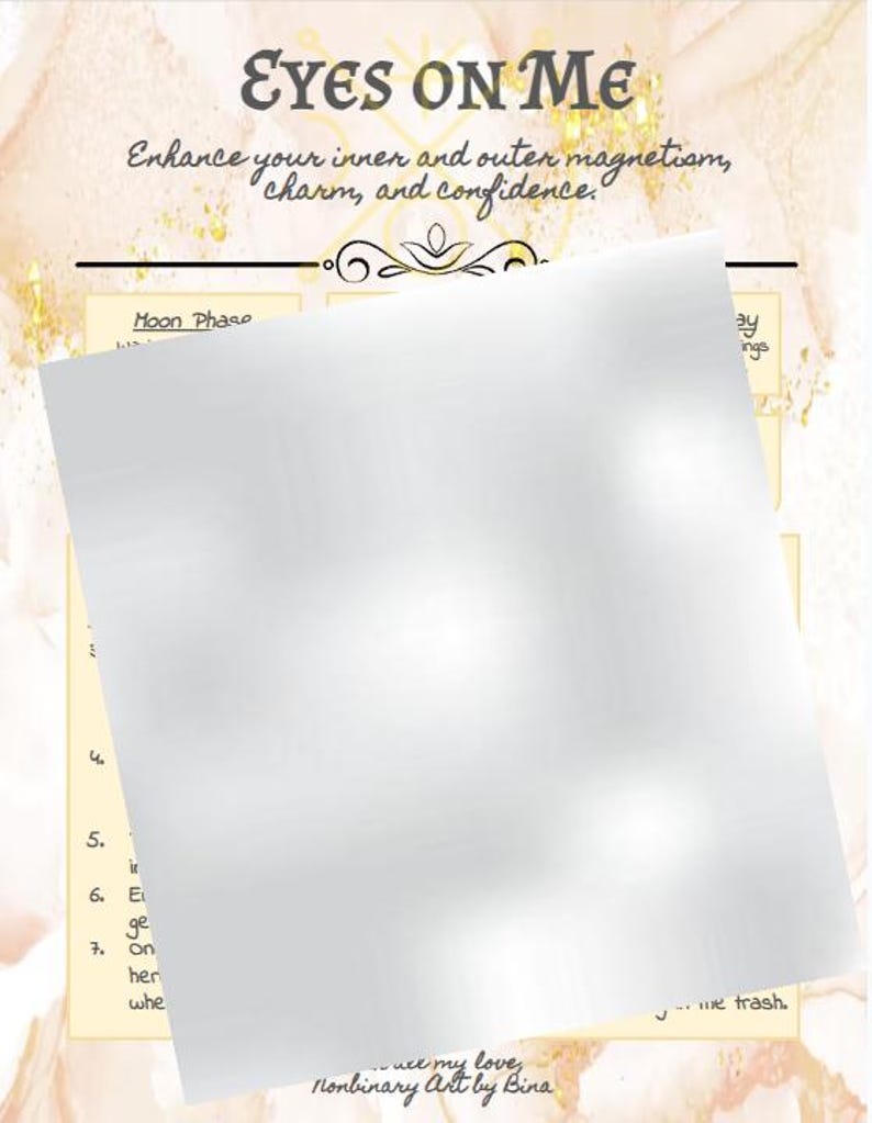 Glamour Spell Template – Printable Witchcraft PDF – Grimoire Page for ...