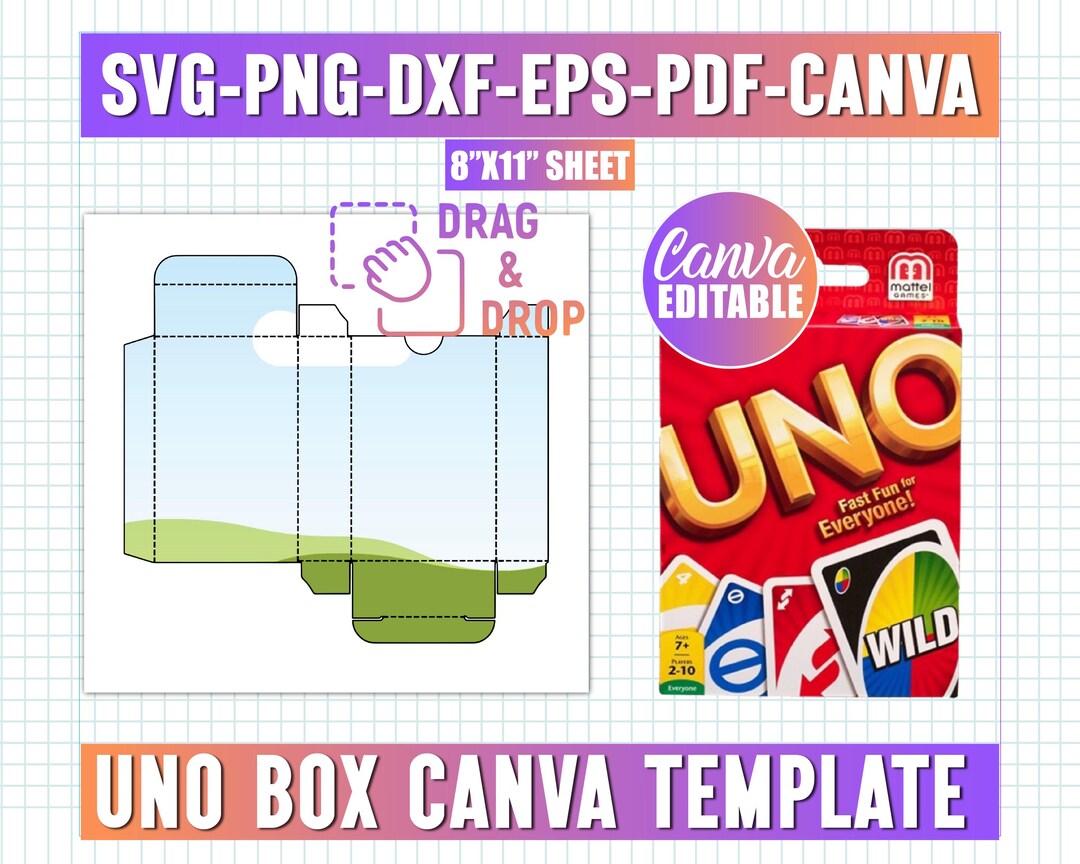 Uno Box Canva Template, Playing Card Box Editable Canva Template ...
