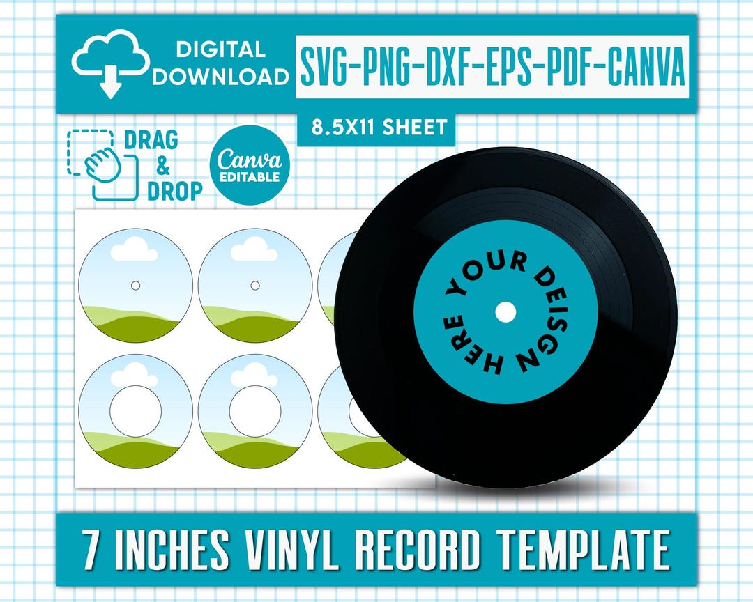 7 Inches Vinyl Record Template, Custom Vinyl Personalized, Drag & Drop ...