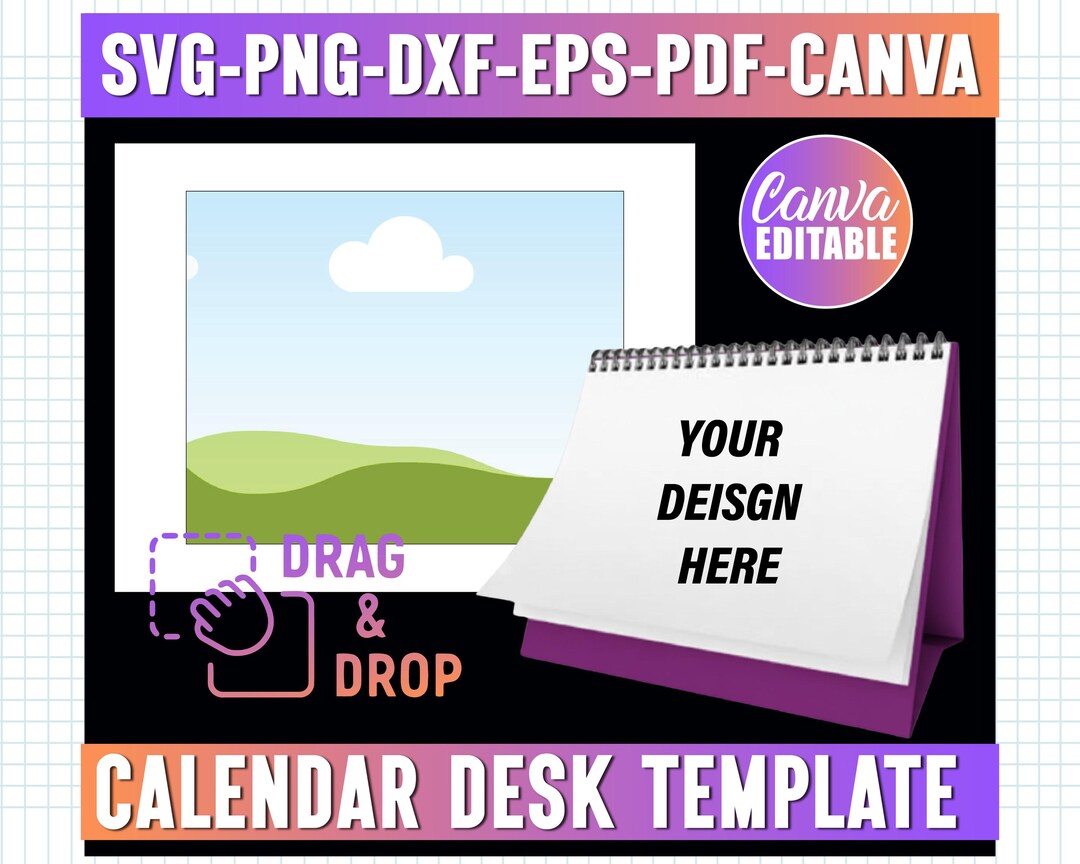 Calendar Desk Template, Canva Frame, Carlendar Template for Sublimation ...