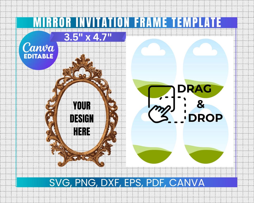 Mirror Invitation Template, Mirror SVG, Mirror Wrapper, Mirror Label ...