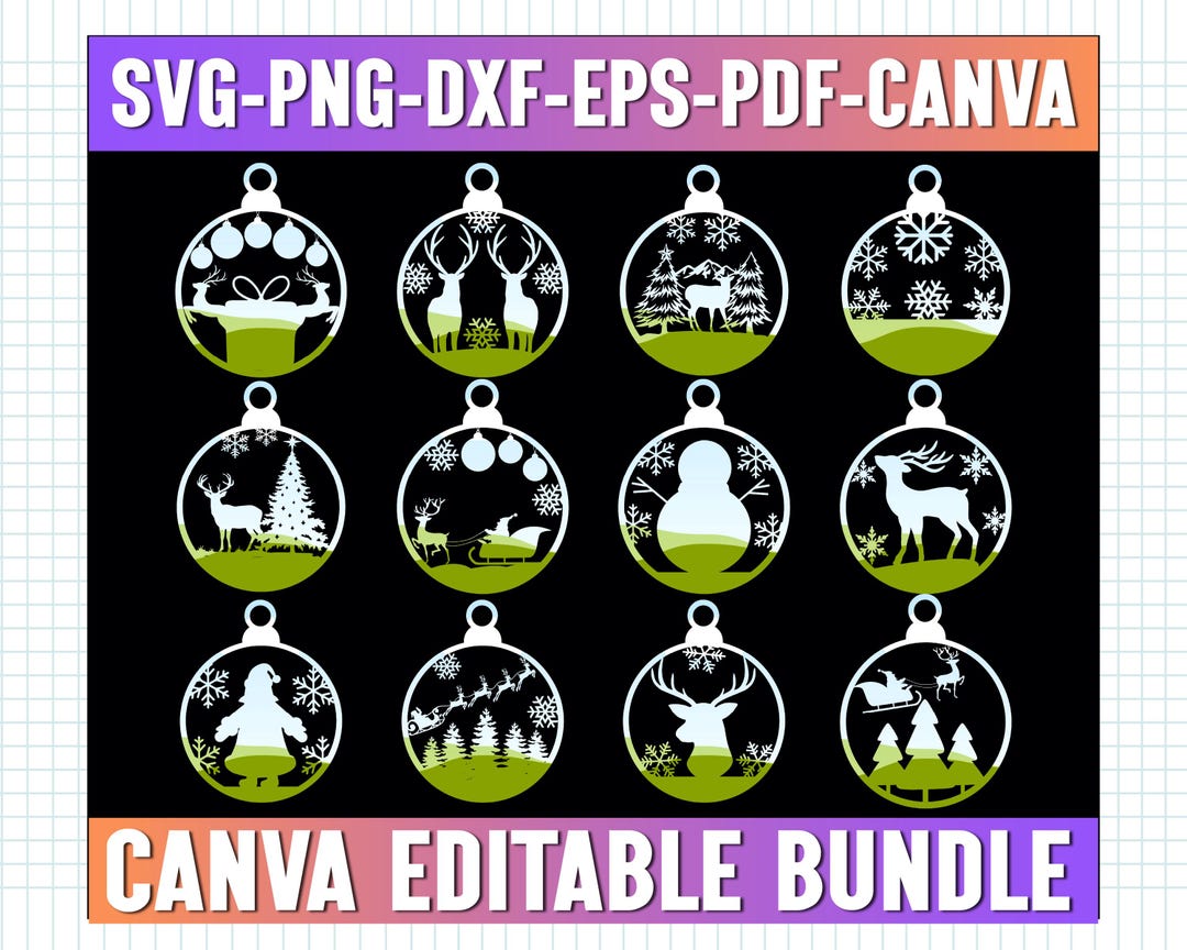 12 Canva Editable Christmas Ornaments Photo Collage Designs, Digital ...