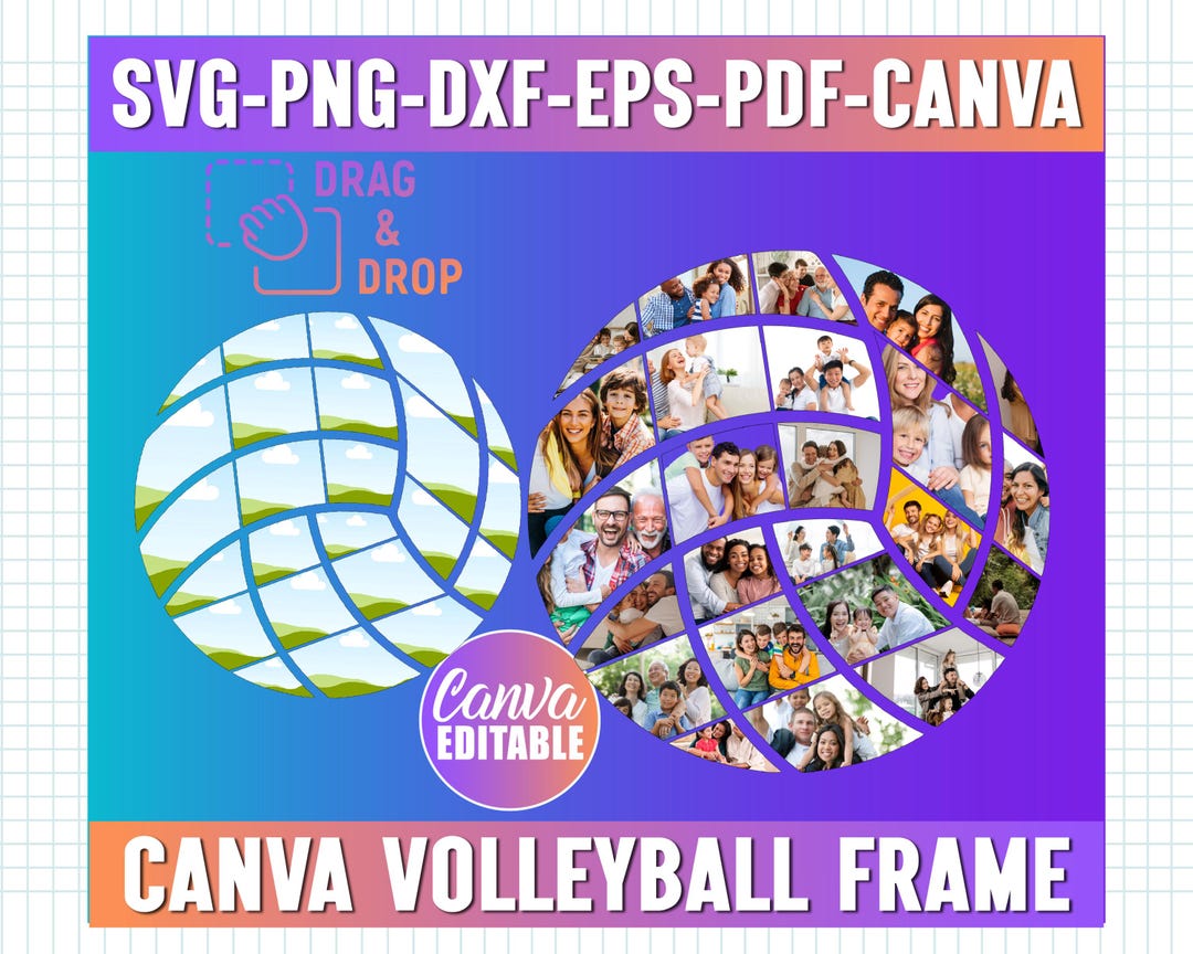 Volleyball Canva Frame Template, Volleyball Collage Template, Sports ...