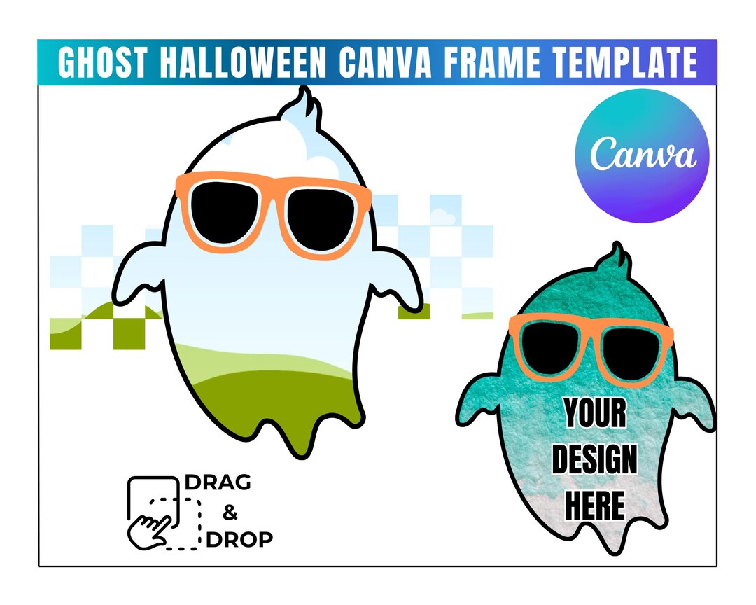 Ghost Halloween Canva Template, Spooky Ghost Frame, Cute Halloween ...